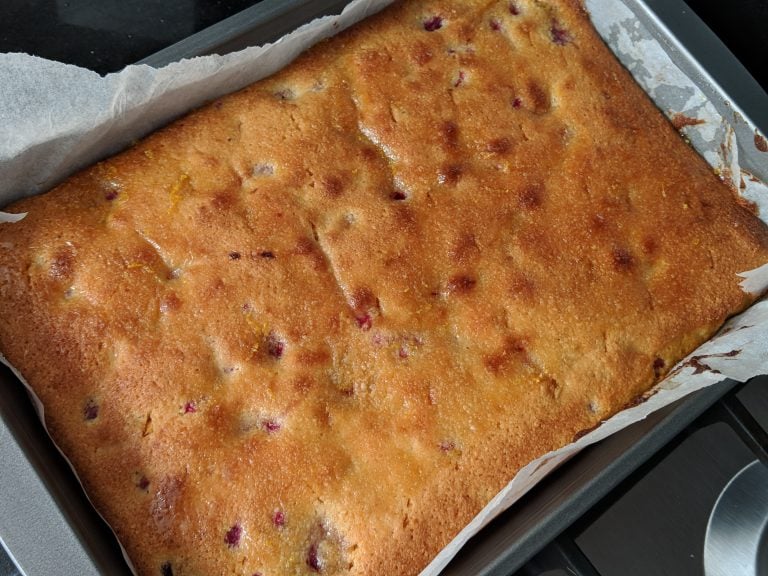 Gluten Free Raspberry & Lemon Drizzle Tray Bake - My Gluten Free Guide