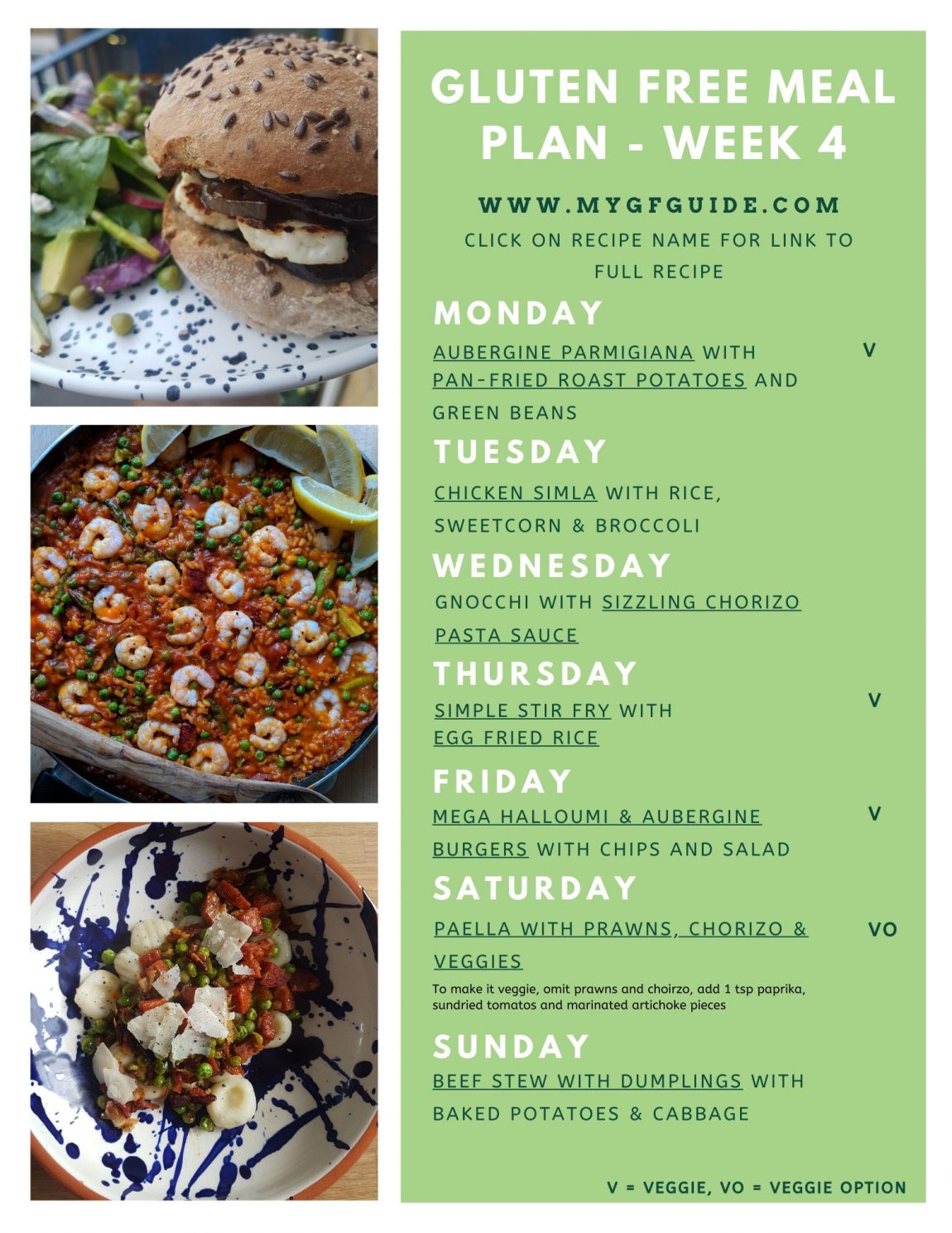 7-Day Gluten Free Meal Plan - Week 4