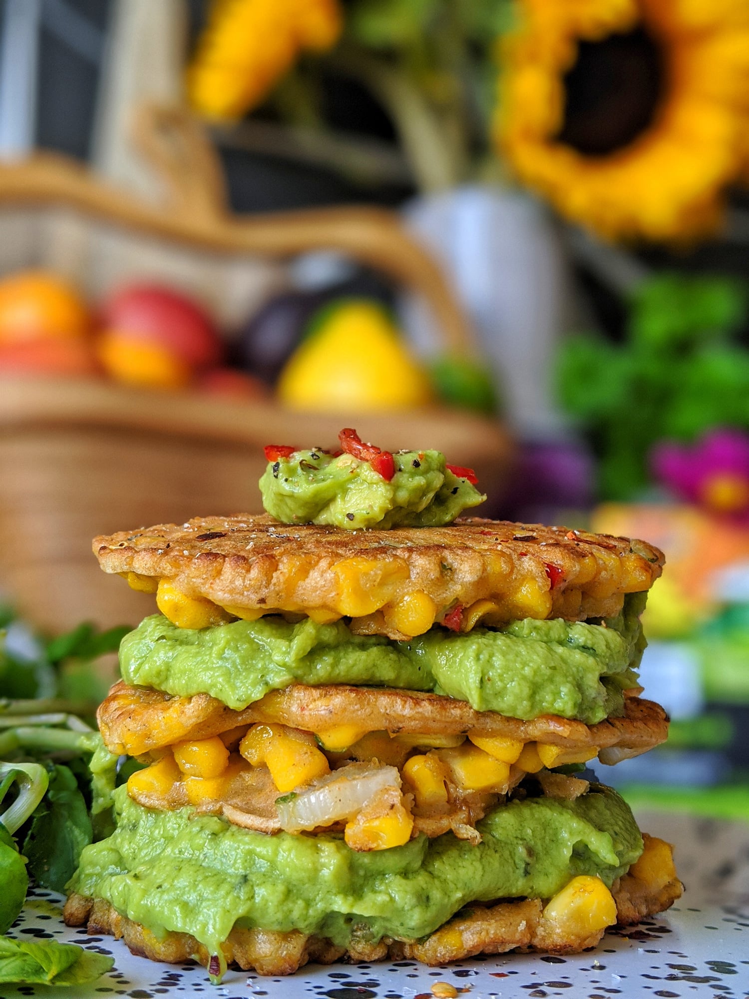 Spicy Sweetcorn Fritters & Guacamole Stack (GF) - My Gluten Free Guide